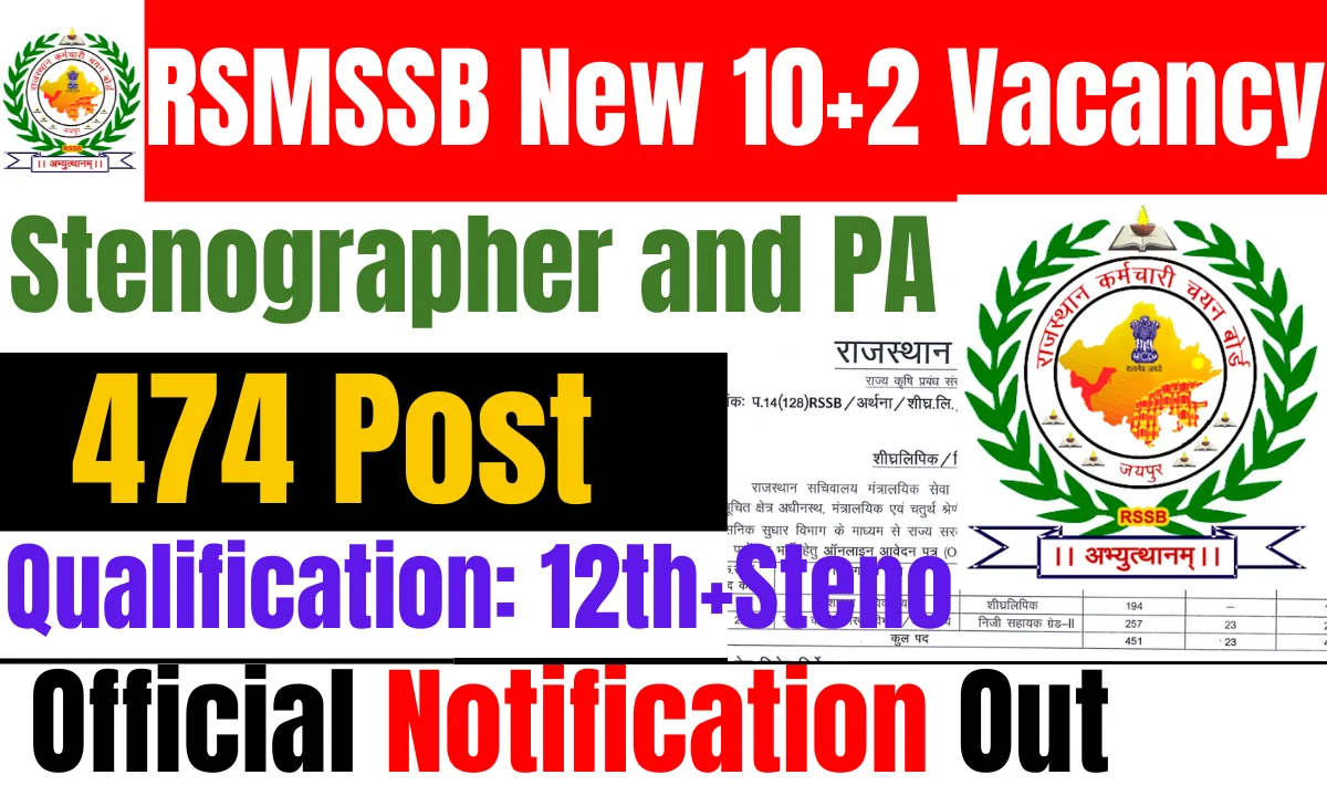 RSMSSB Stenographer and PA Recruitment 2024: राजस्थान कर्मचारी चयन ...